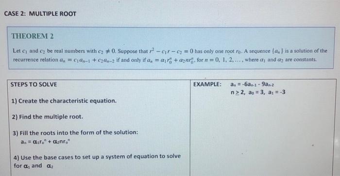 Solved CASE 2: MULTIPLE ROOT THEOREM 2 Letc and be real | Chegg.com