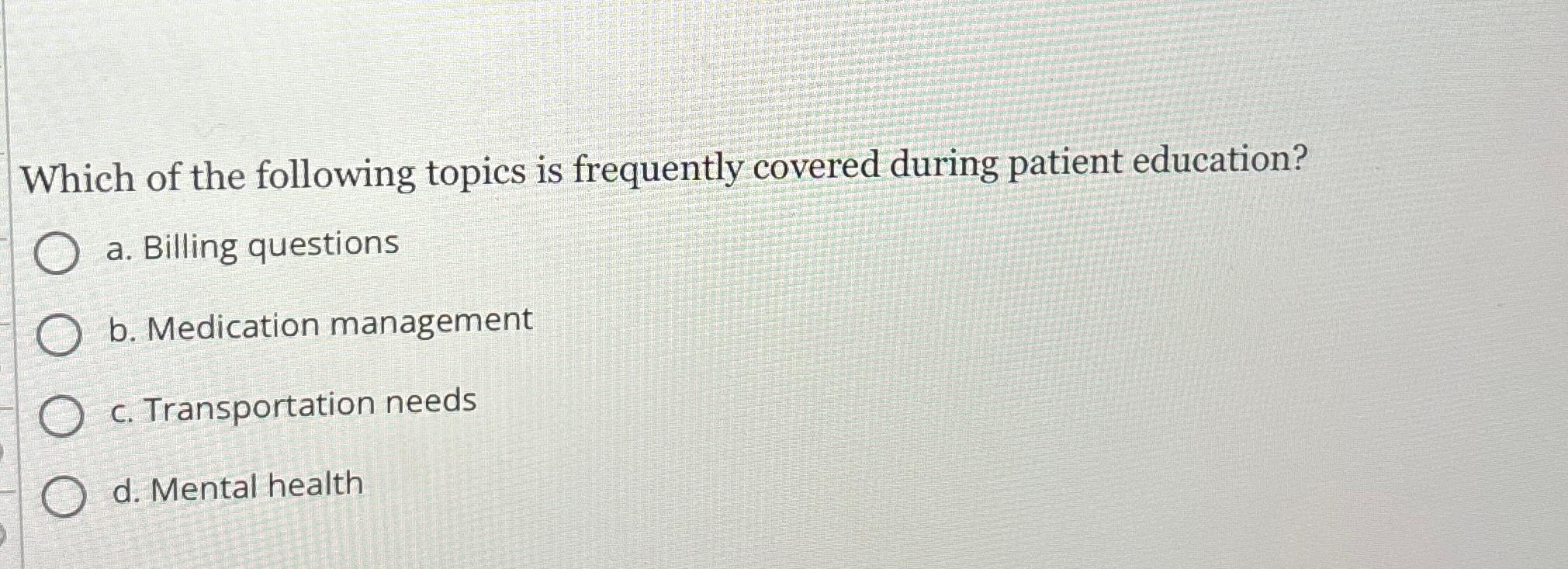 Solved Which of the following topics is frequently covered | Chegg.com