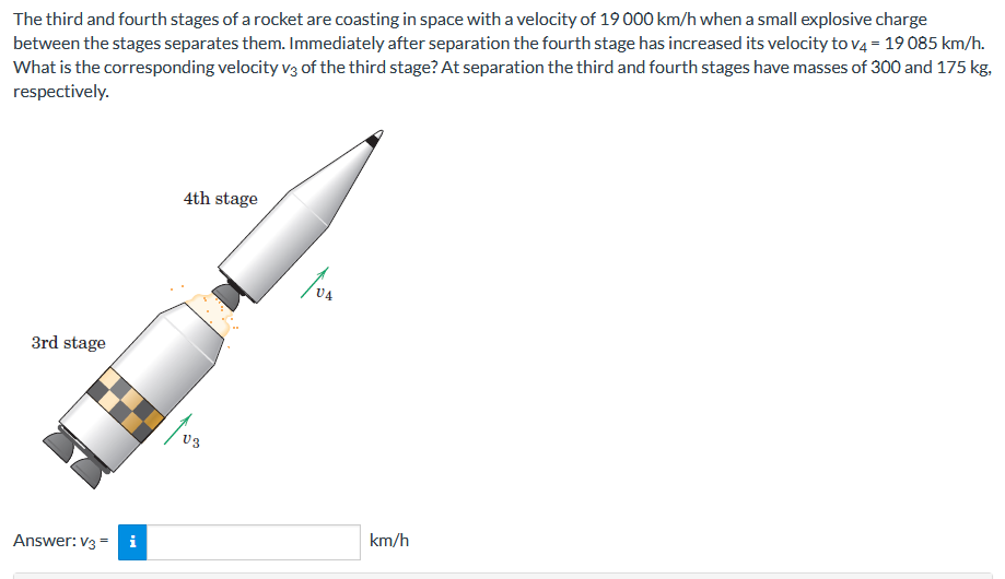 Solved The third and fourth stages of a rocket are coasting | Chegg.com