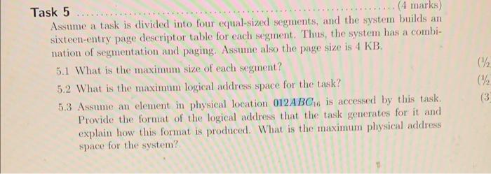Solved Task 5 Assume a task is divided into four equal-sized | Chegg.com Solved Task 5 Assume a task is divided into four equal-sized | Chegg.com