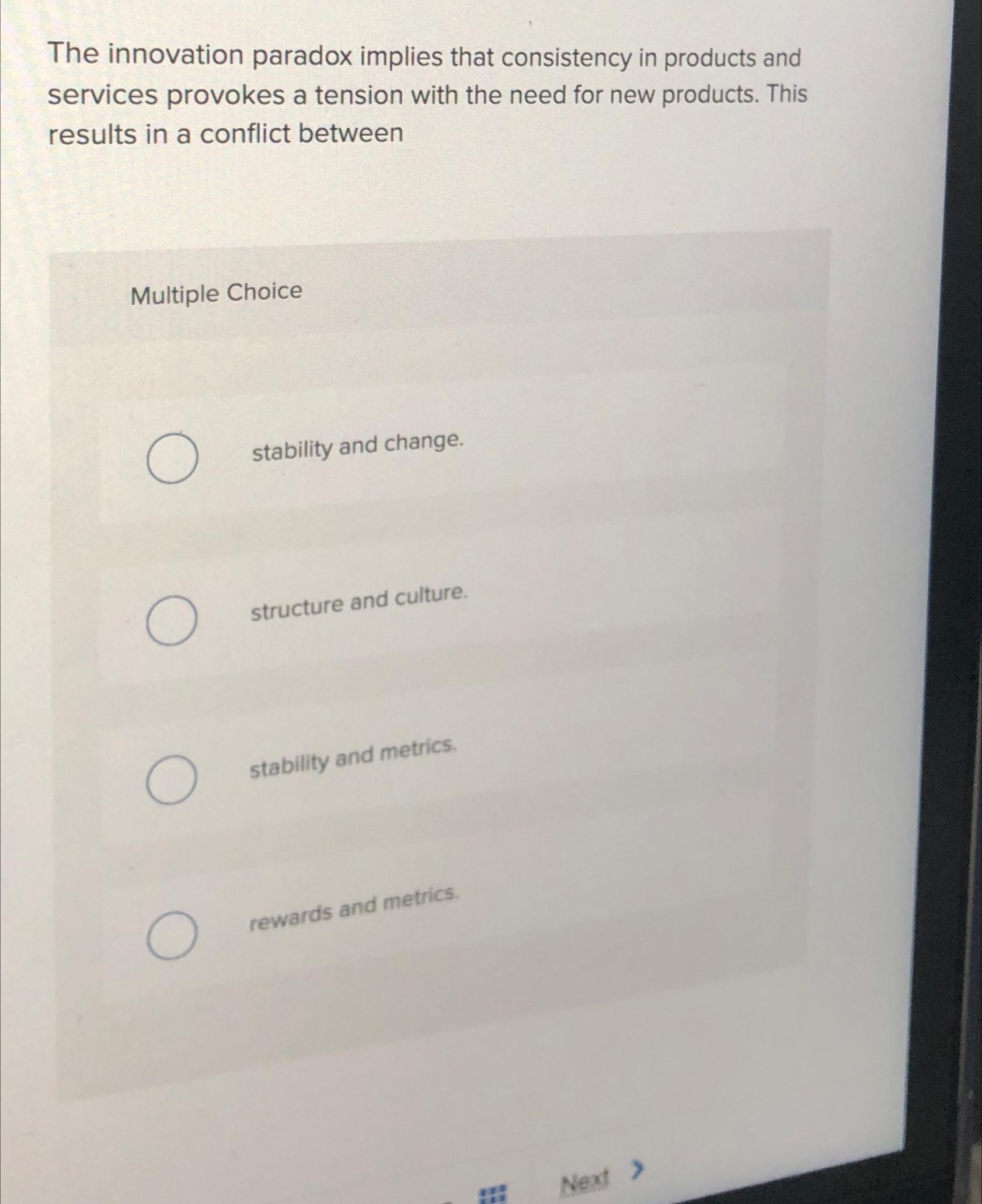 Solved The innovation paradox implies that consistency in | Chegg.com