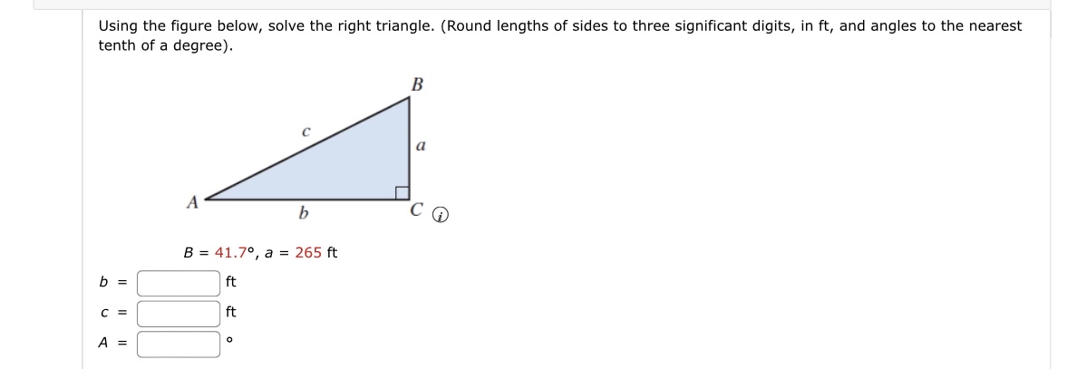 Solved Using the figure below, solve the right triangle. | Chegg.com