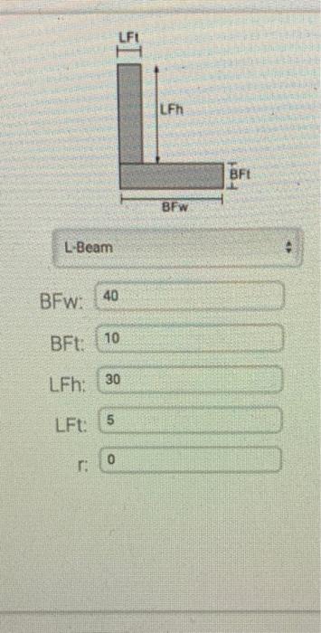 Solved IS LFh BFt BEW L-Beam 4 BFw40 10 BFt. LFh: 30 LFt 5 5 | Chegg.com