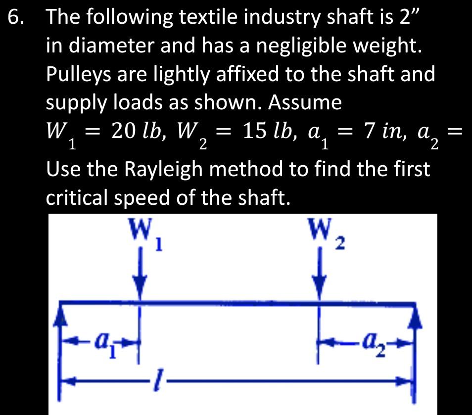 Solved Please show all steps and use the Rayleigh method. | Chegg.com
