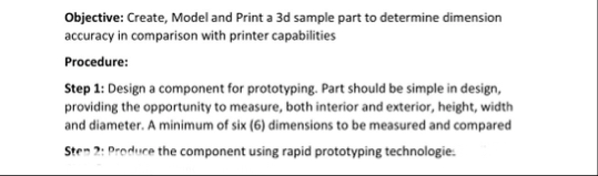Solved Objective: Create, Model and Print a 3d sample part | Chegg.com