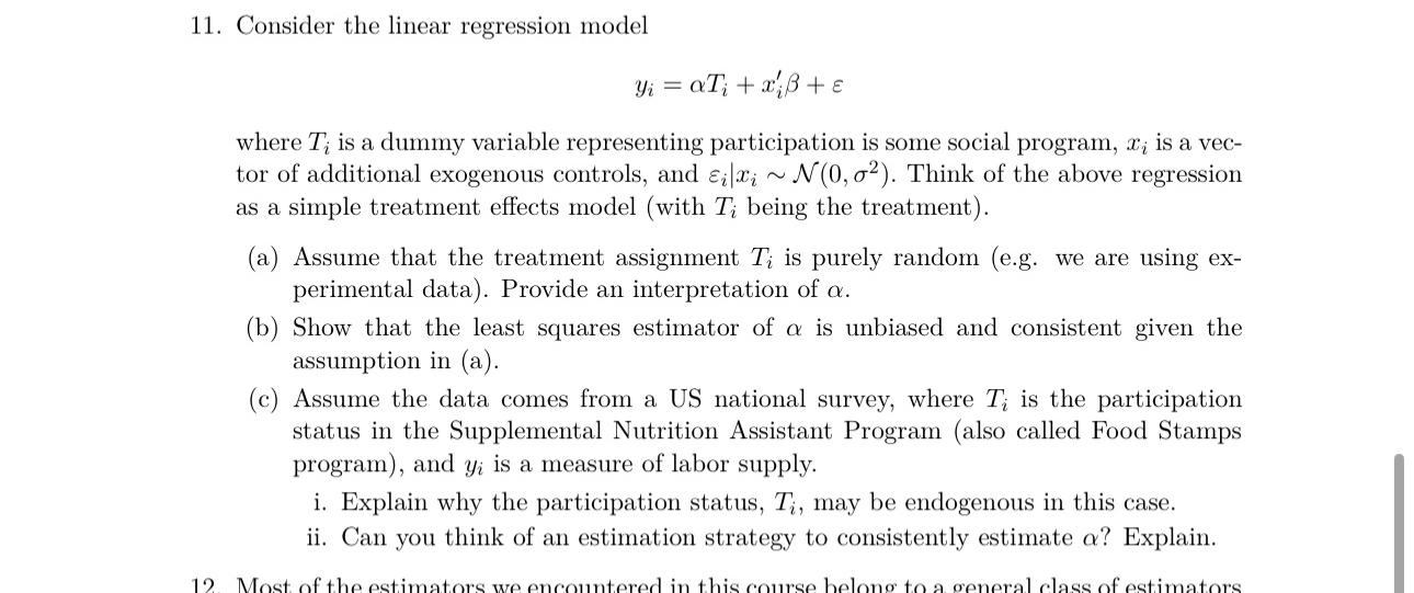 Solved Consider the linear regression | Chegg.com