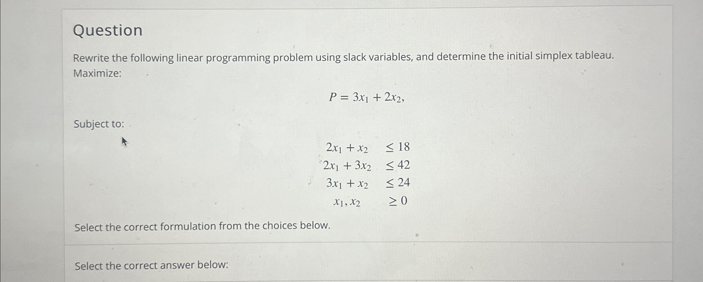 QuestionRewrite the following linear programming | Chegg.com