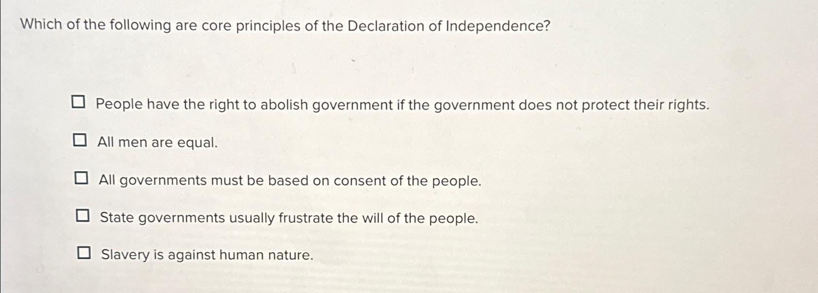 Solved Which of the following are core principles of the | Chegg.com