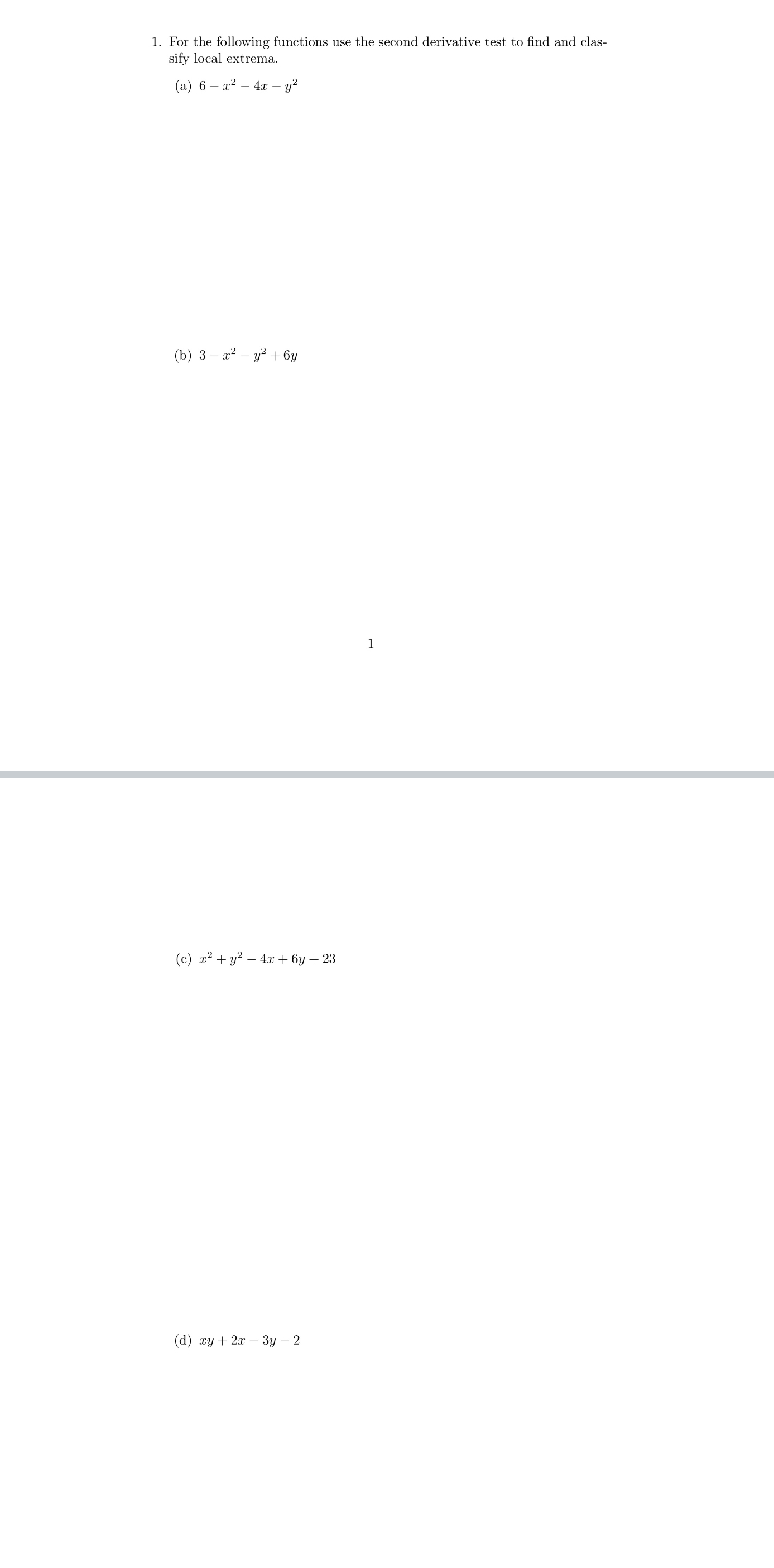 Solved For the following functions use the second derivative | Chegg.com