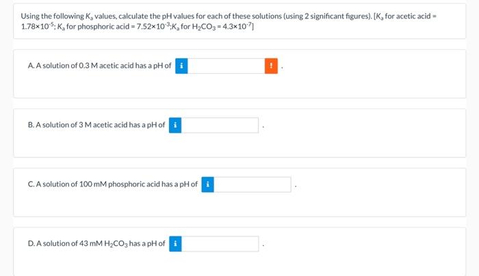 Solved Using the following Ka values, calculate the pH | Chegg.com Solved Using the following Ka values, calculate the pH | Chegg.com