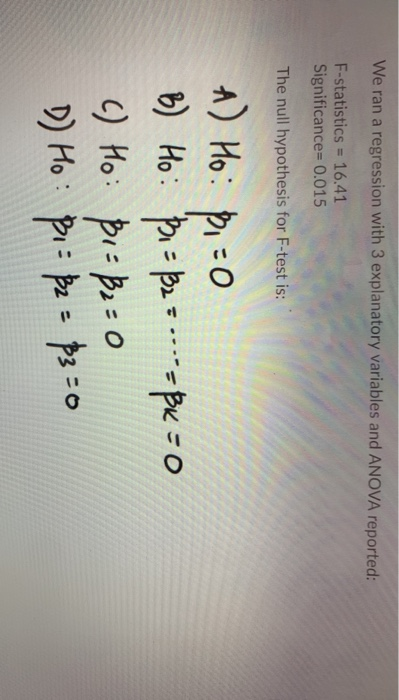 Solved We Ran A Regression With 3 Explanatory Variables And