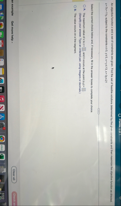 Solved Points: 0 ﻿of 1An objective function z ﻿and a set of | Chegg.com
