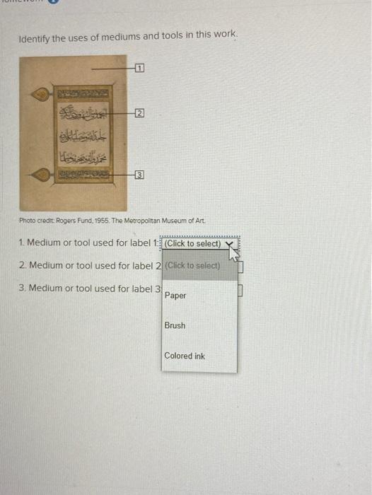 Solved Identify the uses of mediums and tools in this work. | Chegg.com