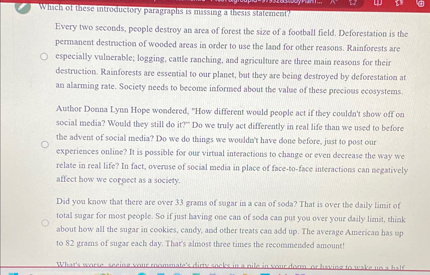 Solved Which of these introductory paragraphs is missing a | Chegg.com