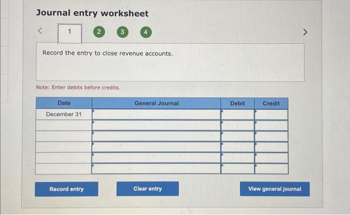 Solved Journal entry worksheet 4 Record the entry to close | Chegg.com