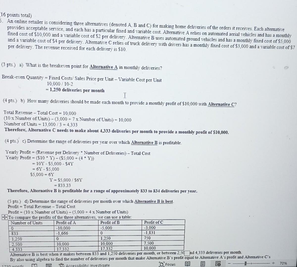 Solved 16 points total) An online retailer is considering | Chegg.com