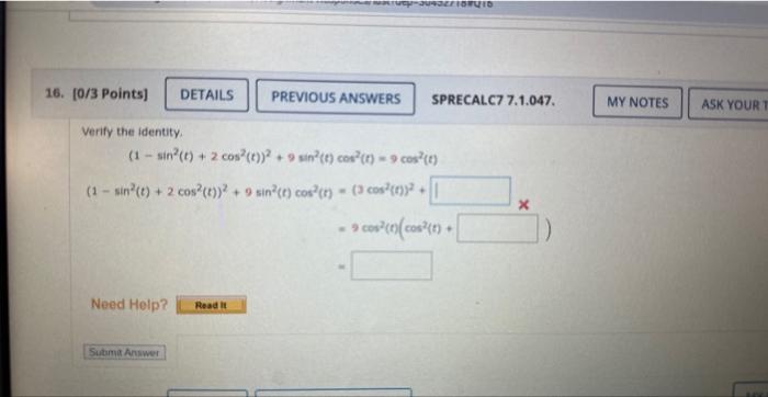 Solved Verify the identity. | Chegg.com