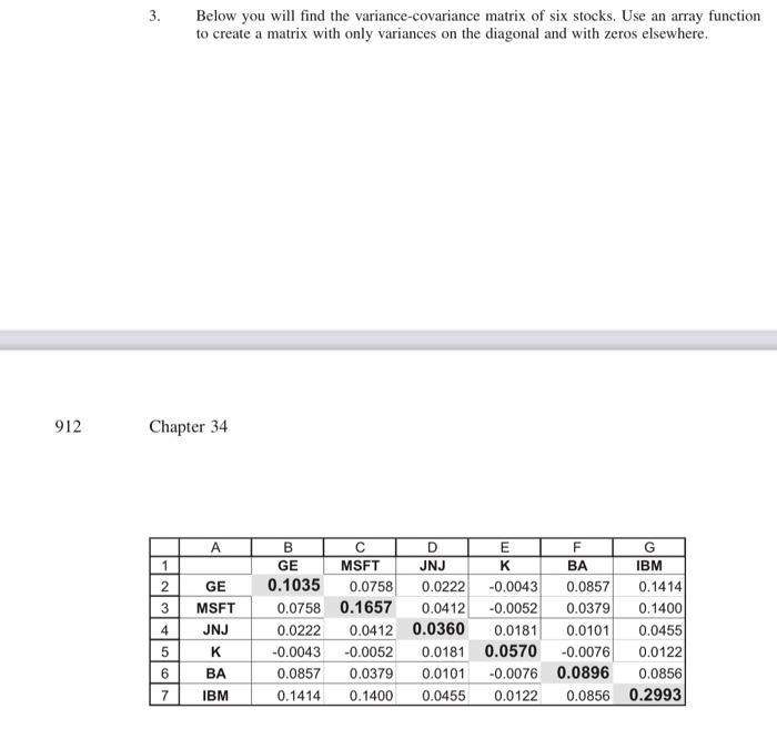 Solved 3. الدی Below you will find the variance-covariance | Chegg.com