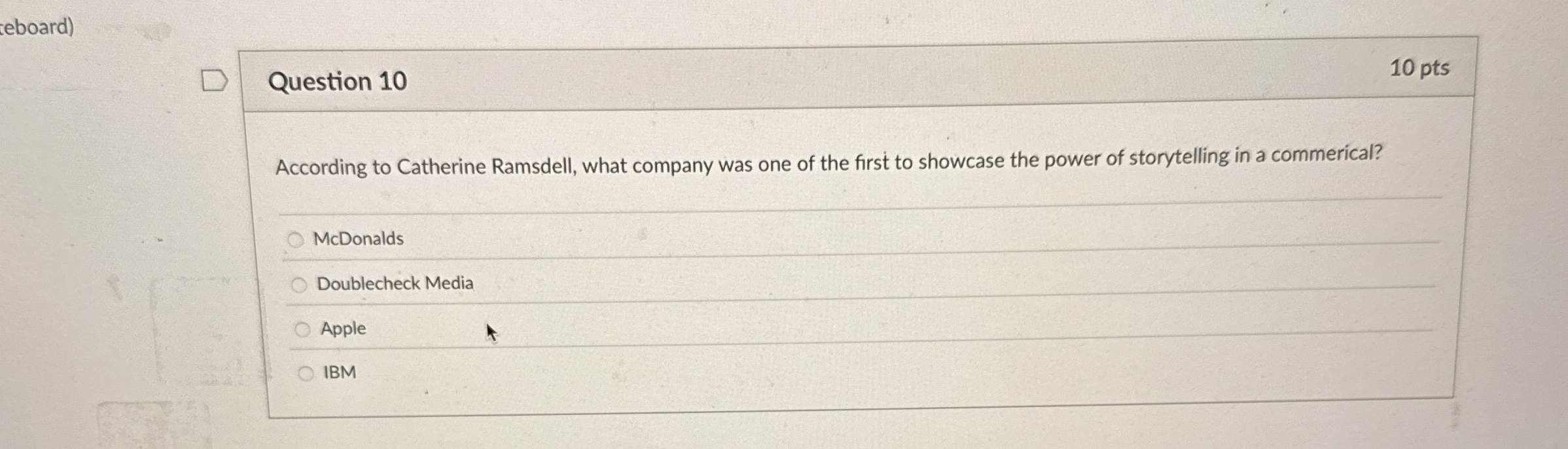 eboard)Question 1010 ﻿ptsAccording to Catherine | Chegg.com