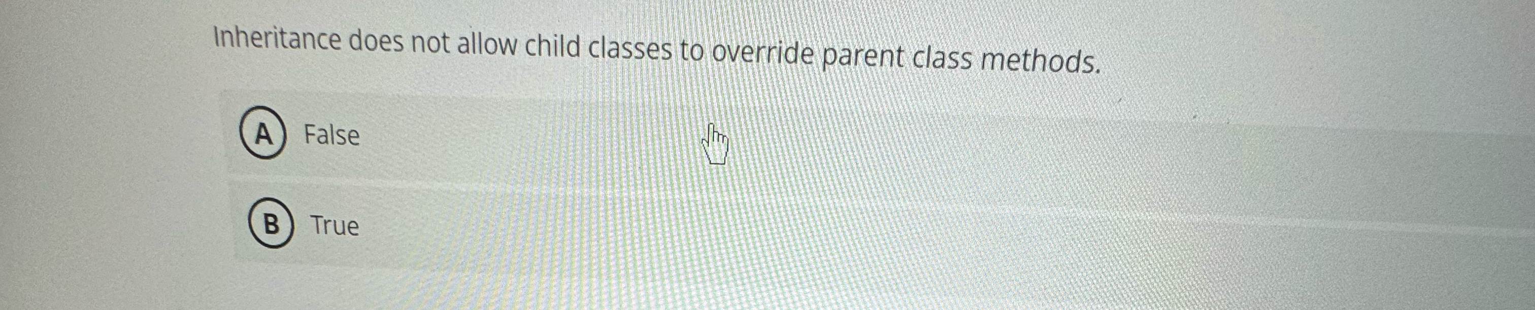 Solved Inheritance does not allow child classes to override | Chegg.com