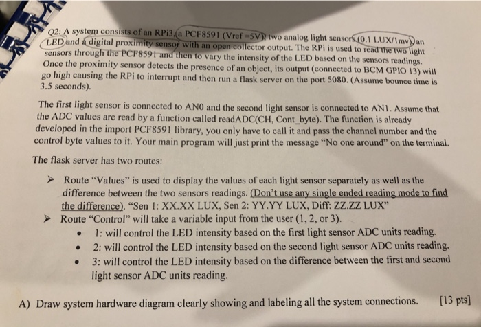02: A system consists of an RPi3.a PCF8591 (Vref=5V) | Chegg.com