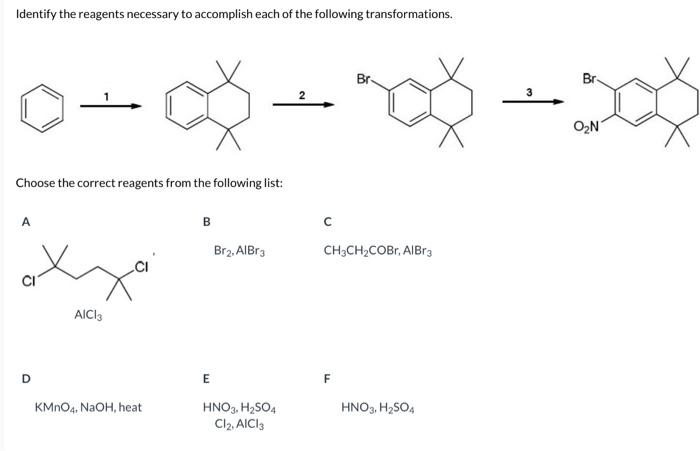 Solved Identify the reagents necessary to accomplish each of | Chegg.com