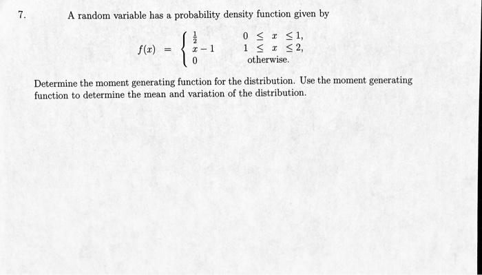 Solved A random variable has a probability density function | Chegg.com