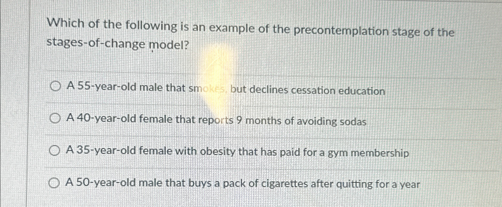 Solved Which of the following is an example of the | Chegg.com