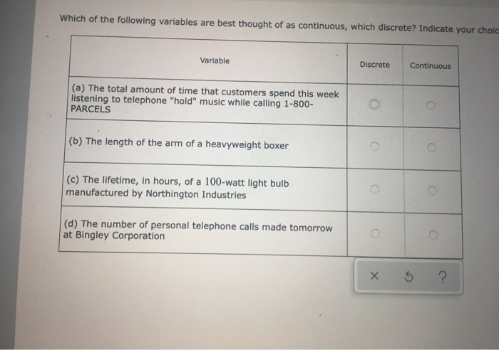 Solved Which of the following variables are best thought of | Chegg.com