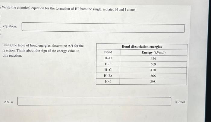 Solved Write the chemical equation for the formation of HI | Chegg.com