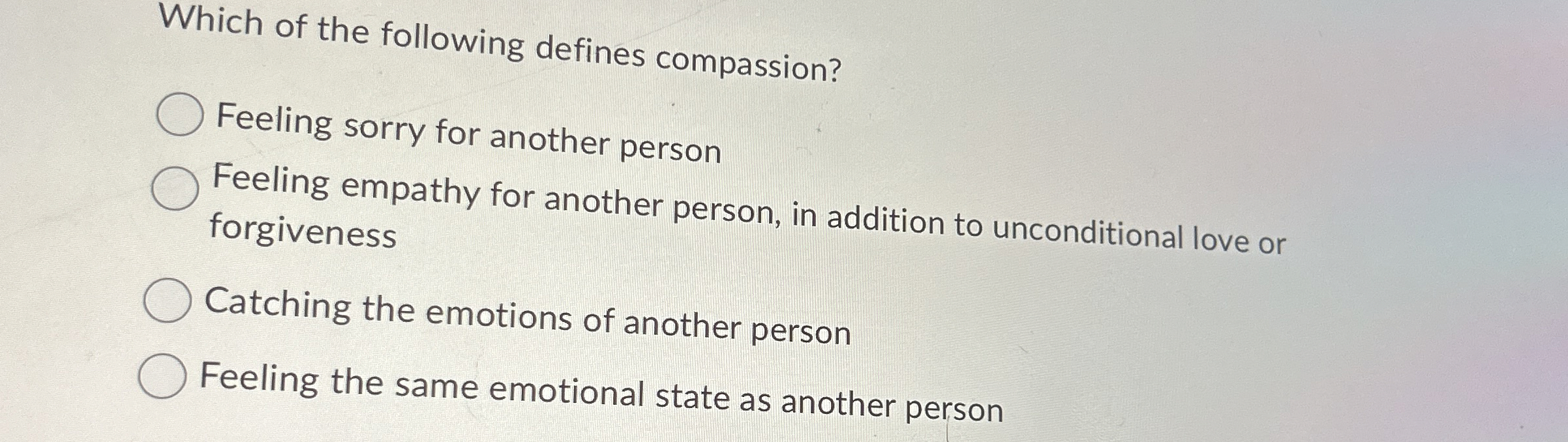High Quality SOLUTION Which of the following defines compassion?Feeling | Chegg.com