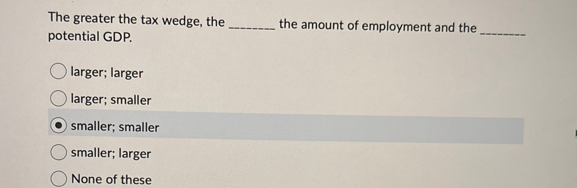 Solved The greater the tax wedge, the q, ﻿the amount of | Chegg.com