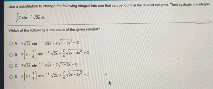 Solved Use a substitution to change the following integral | Chegg.com