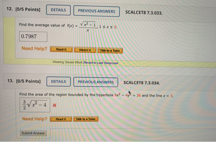 Solved 12. [0/5 Points] DETAILS PREVIOUS ANSWERS SCALCET8 | Chegg.com