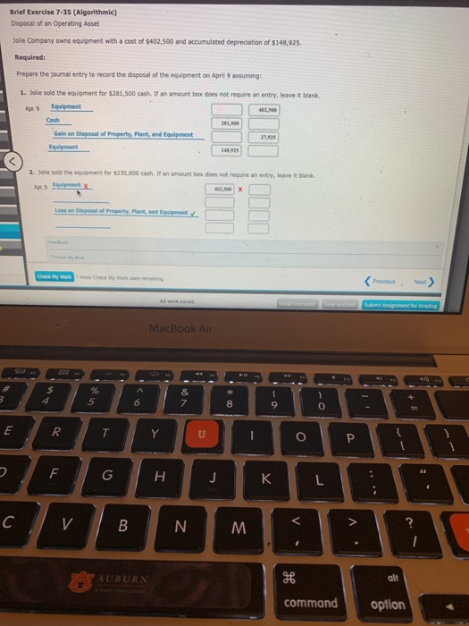 Solved Brief Exercise 7-35 (Algorithmic) Disposal of an | Chegg.com