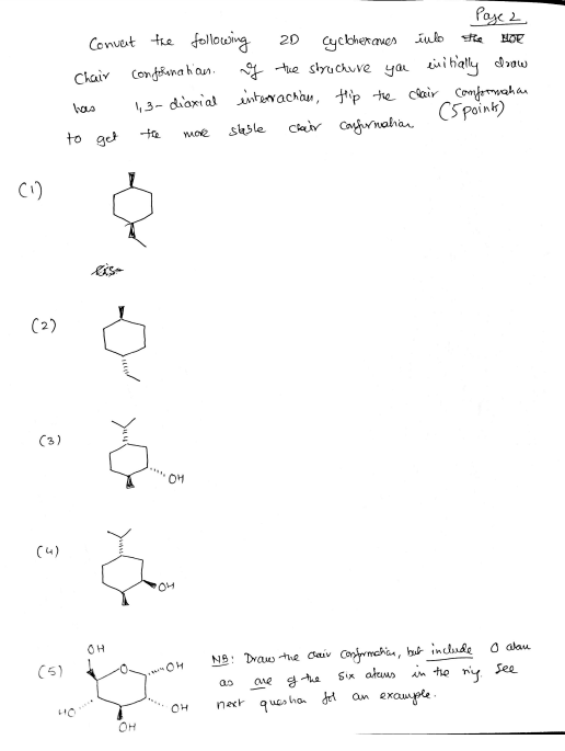 Solved by an EXPERT Help with converting these 2D cyclohexanes into their | Chegg.com