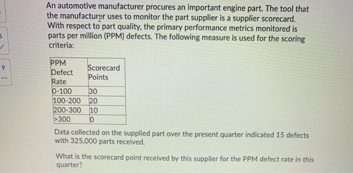 Solved An automotive manufacturer procures an important | Chegg.com