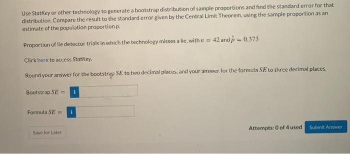 Solved Use StatKey or other technology to generate a | Chegg.com