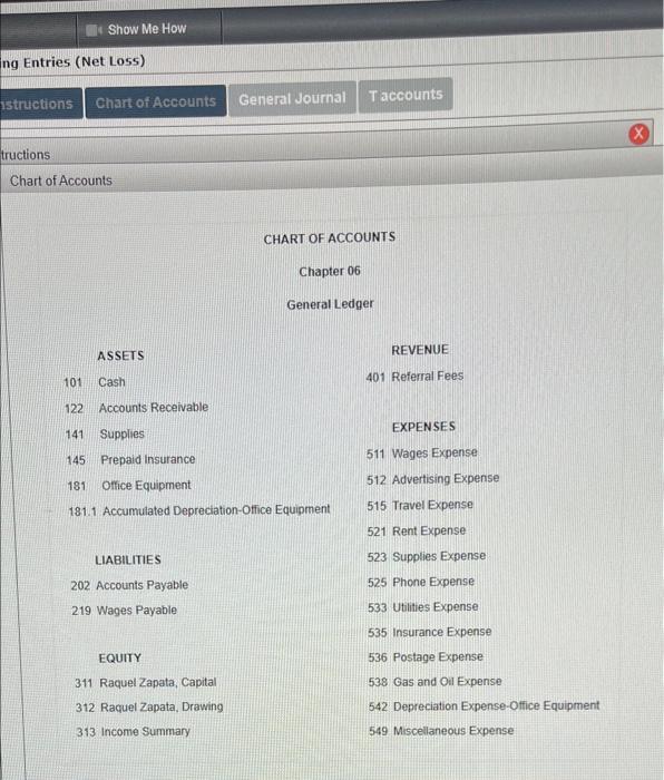 Solved Closing Entries (Net Loss) Instructions Chart of | Chegg.com