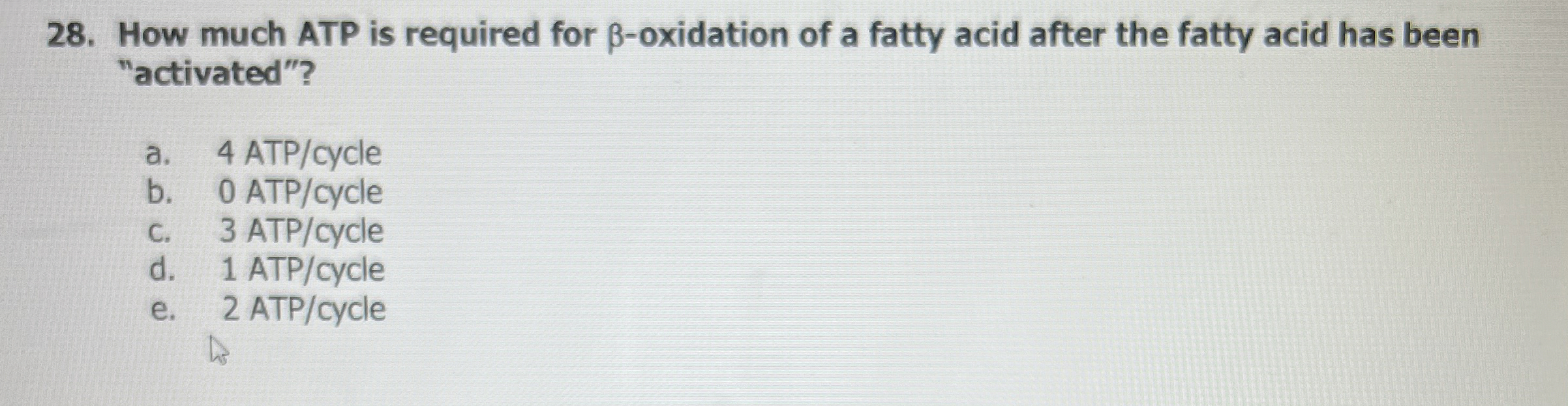 Solved How much ATP is required for β-oxidation of a fatty | Chegg.com