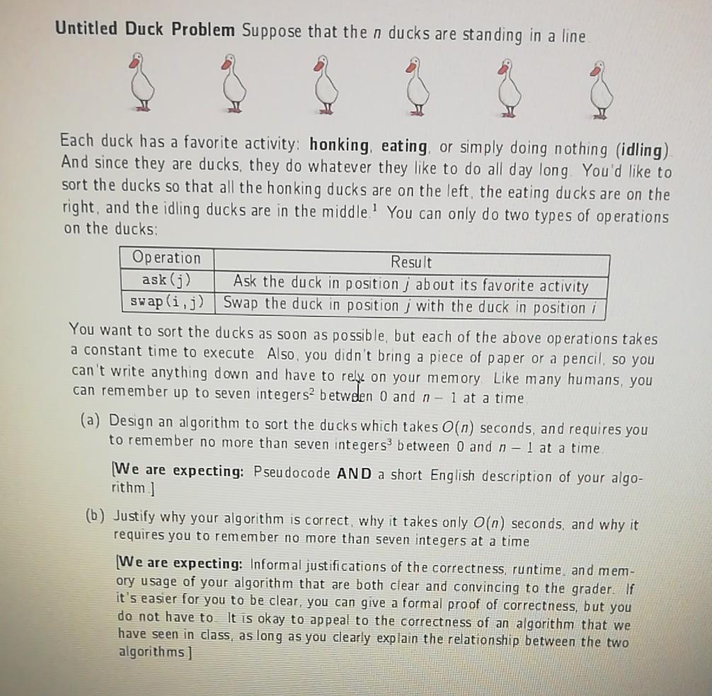 Solved Untitled Duck Problem Suppose that the n ducks are | Chegg.com