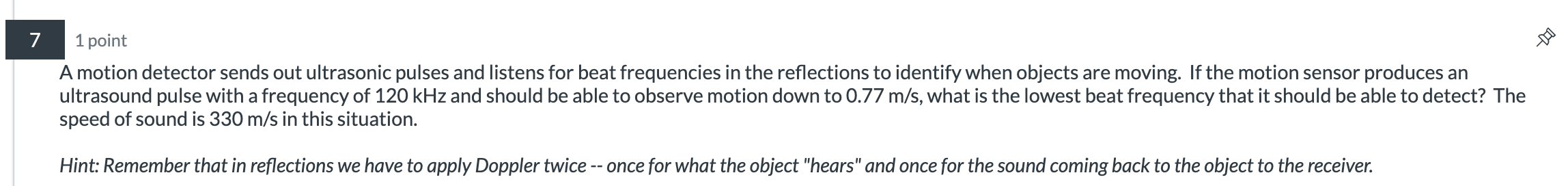 Solved 71 ﻿pointA motion detector sends out ultrasonic | Chegg.com