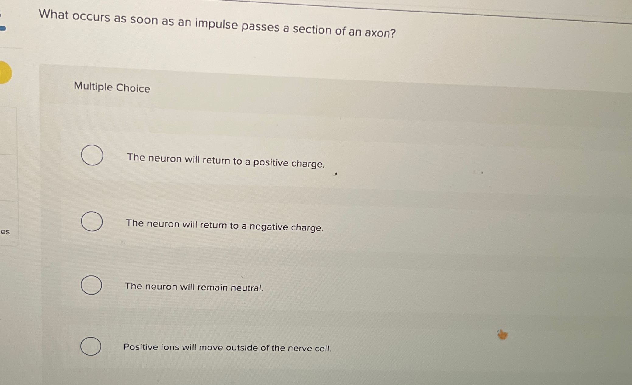 Solved What occurs as soon as an impulse passes a section of | Chegg.com