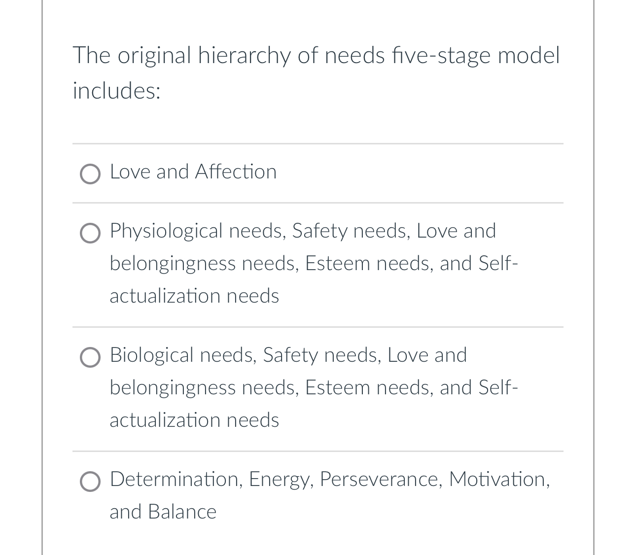 Solved The original hierarchy of needs five-stage model | Chegg.com