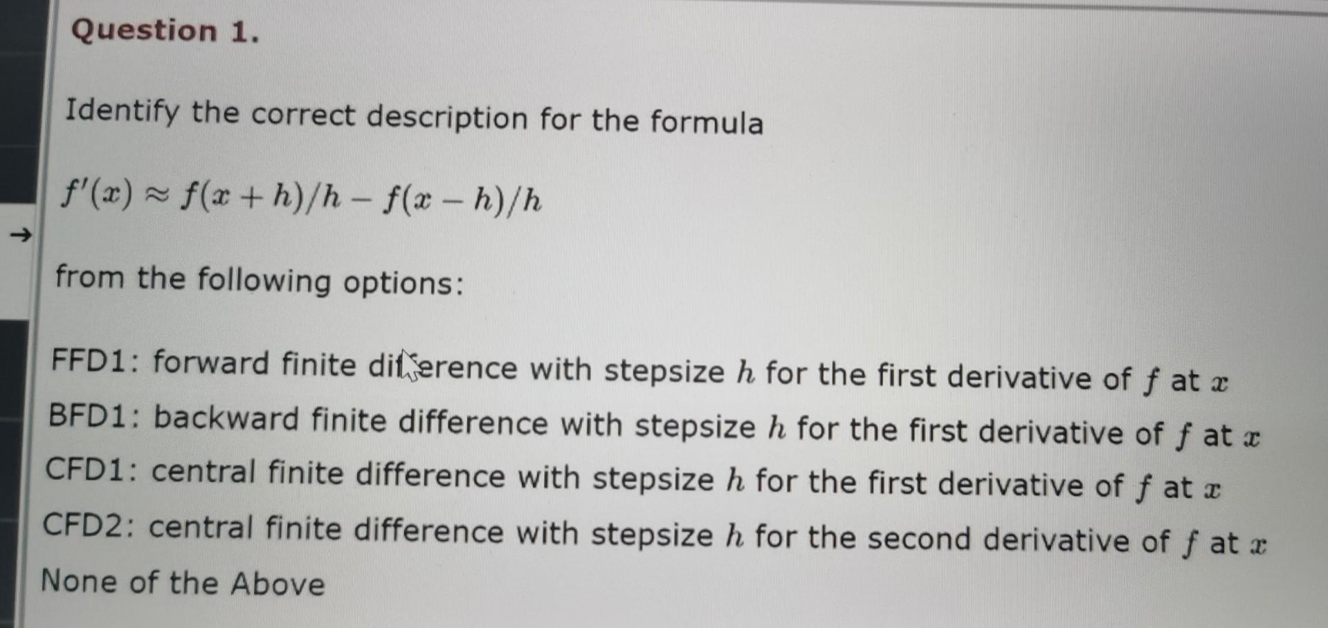 Solved Identify the correct description for the formula | Chegg.com