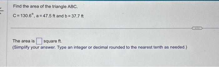 Solved Find the area of the triangle \\( A B C \\). \\( | Chegg.com