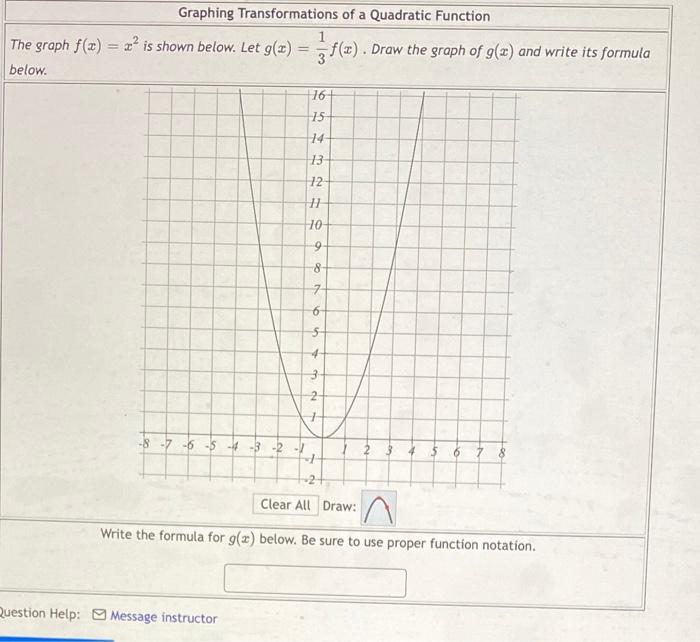 Solved The graph f(x)=x2 is shown below. Let g(x)=31f(x). | Chegg.com