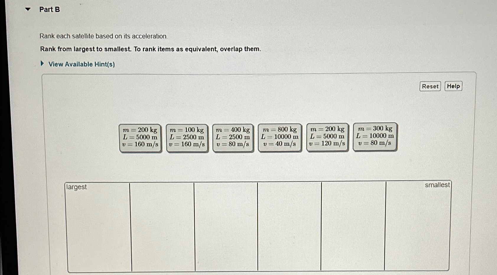 Solved Part BRank each satellite based on its | Chegg.com
