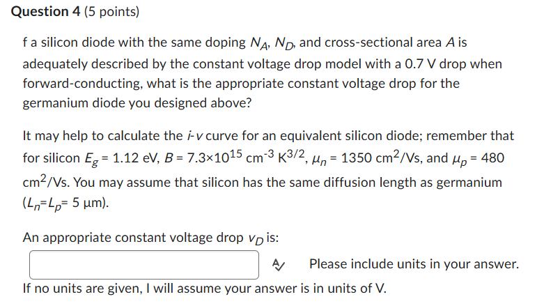 Solved f ﻿a silicon diode with the same doping NA, Np, ﻿and | Chegg.com