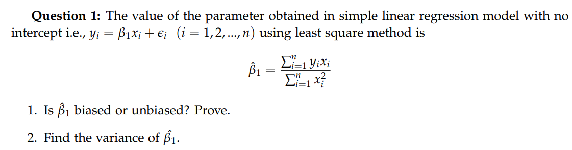 Solved Question 1: The value of the parameter obtained in | Chegg.com
